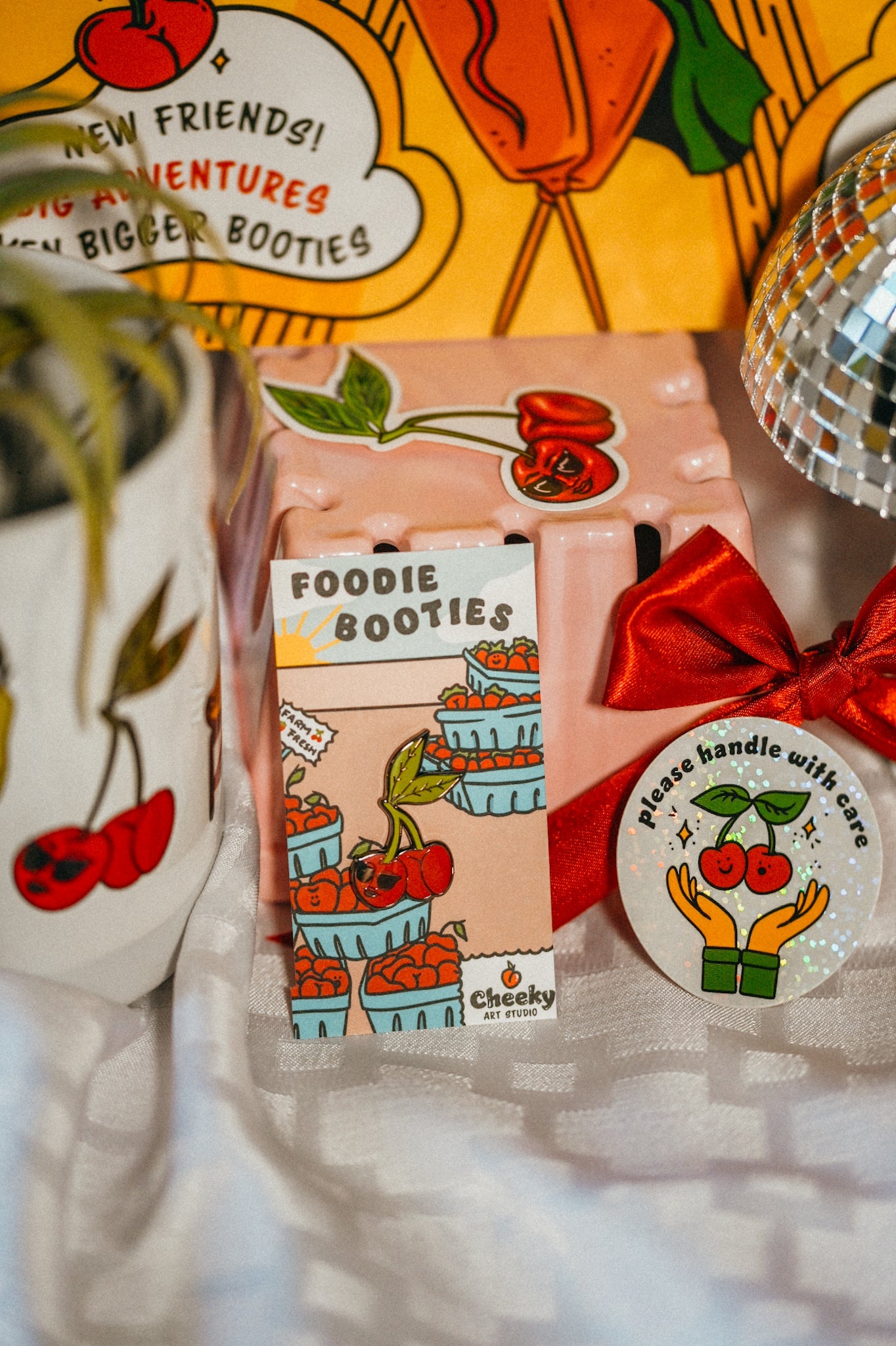 Cherry Booty Enamel Pin - Cheeky Art Studio - Portland, OR