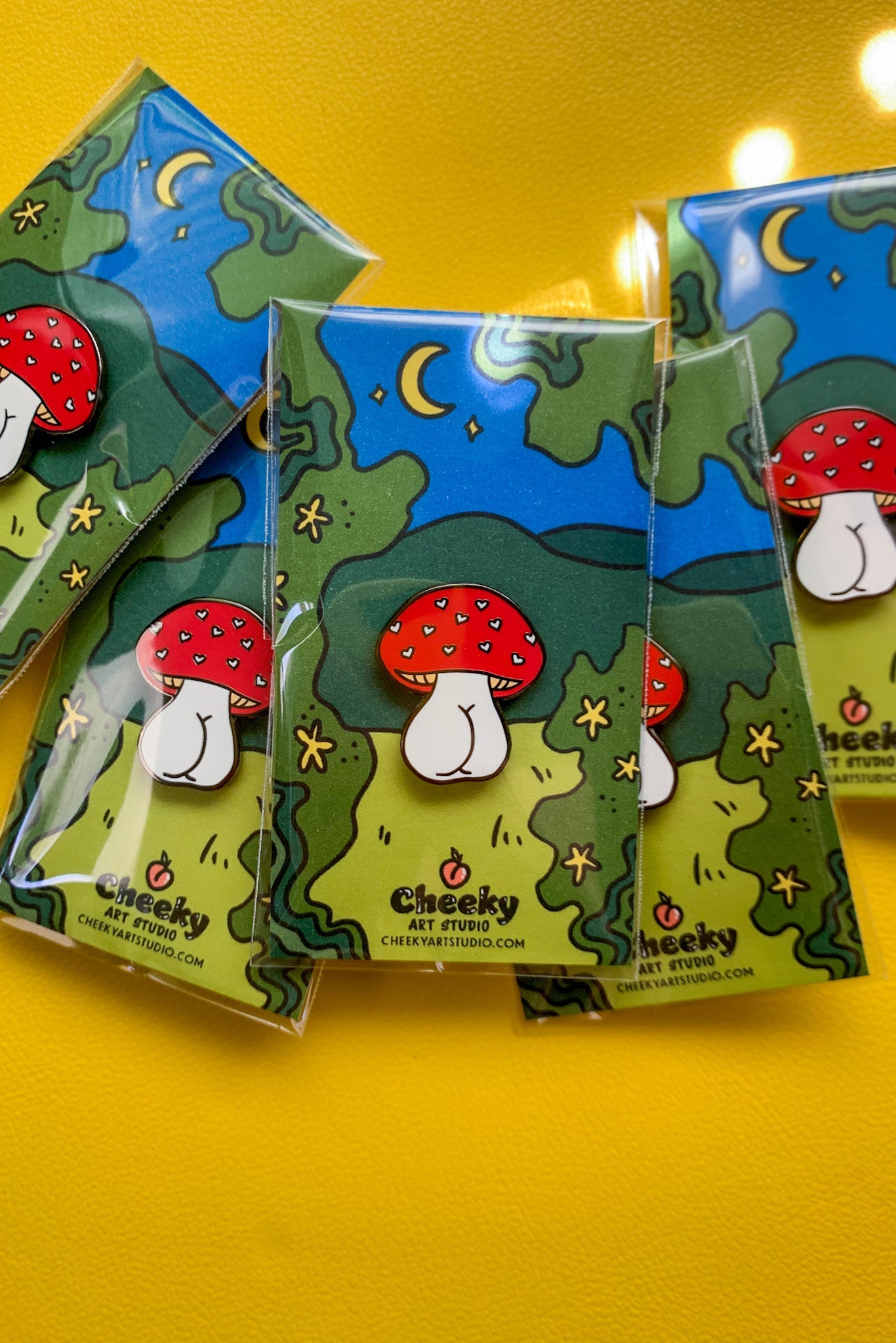 Mushroom Booty Enamel Pin - Cheeky Art Studio - Portland, OR