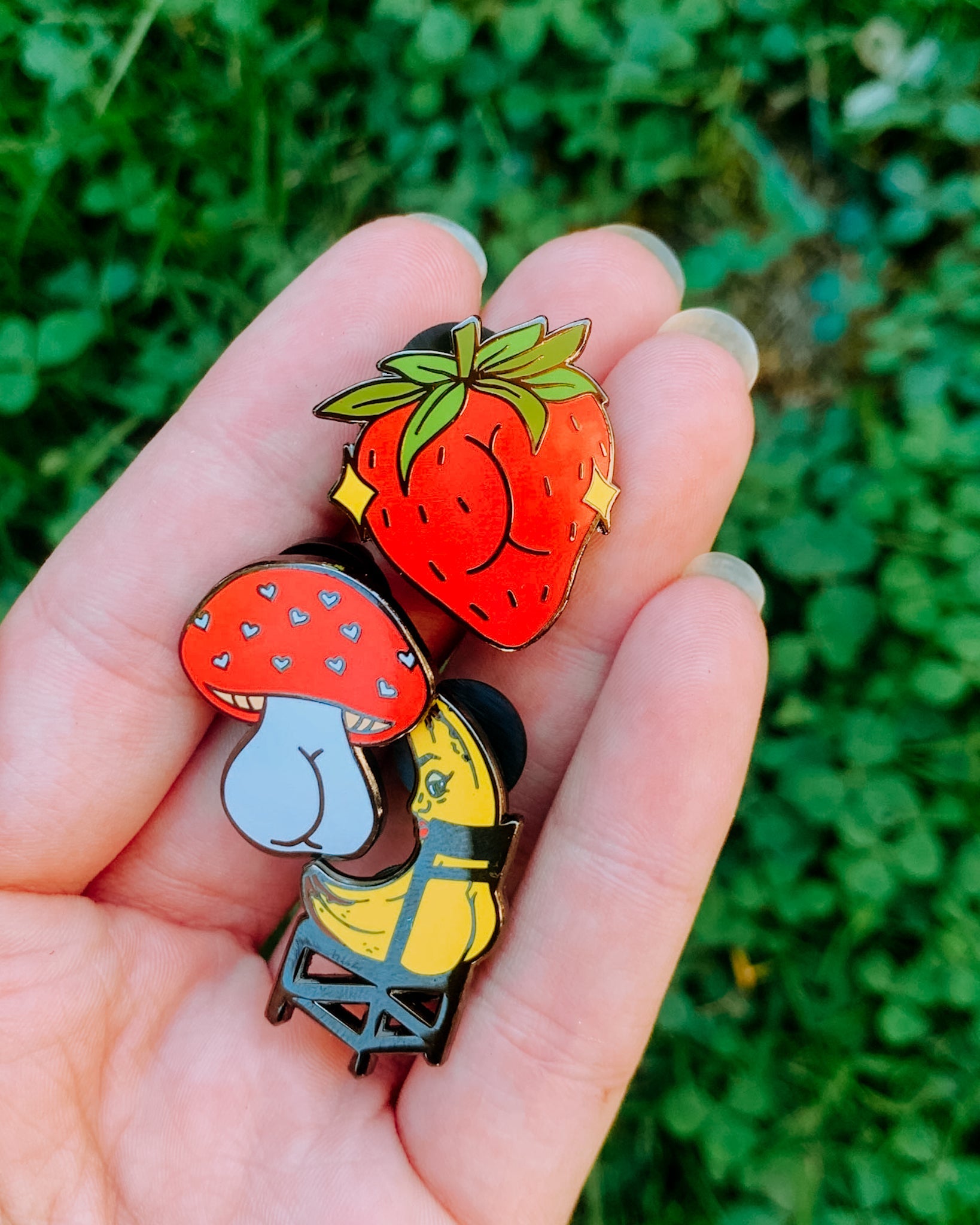 Mushroom Booty Enamel Pin - Cheeky Art Studio - Portland, OR
