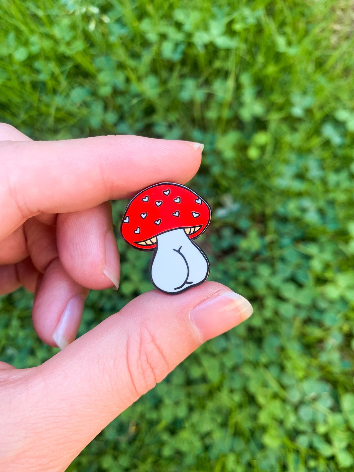 Mushroom Booty Enamel Pin - Cheeky Art Studio - Portland, OR