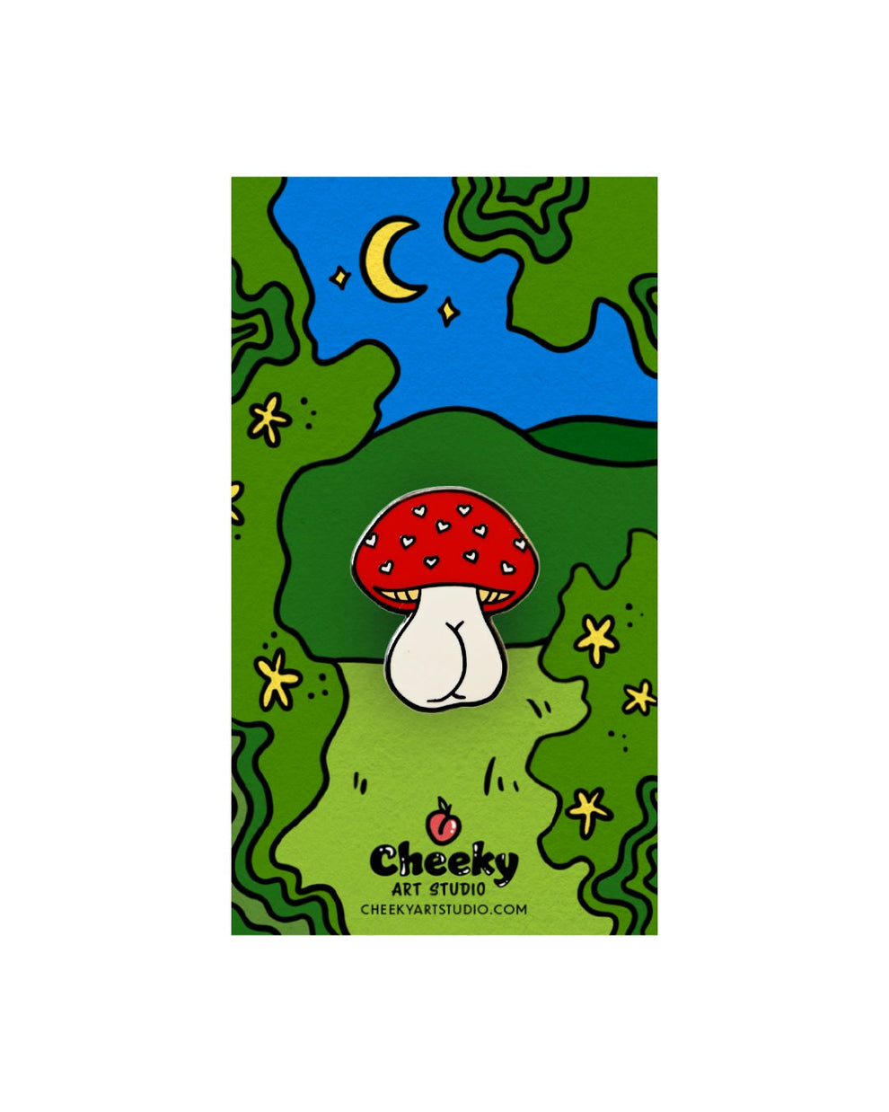 Mushroom Booty Enamel Pin - Cheeky Art Studio - Portland, OR